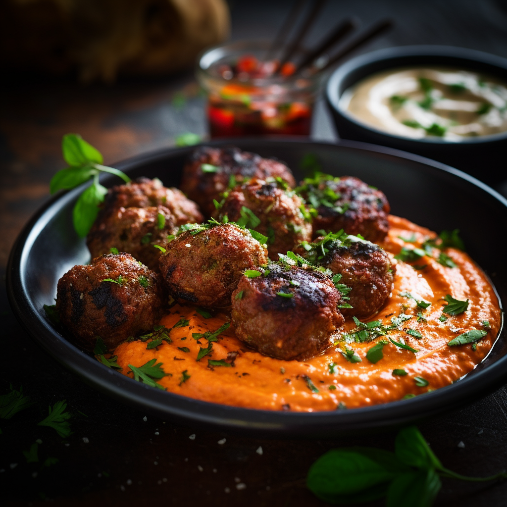 Beef Kofta with Roasted Pepper Dip - Coolinarco.com