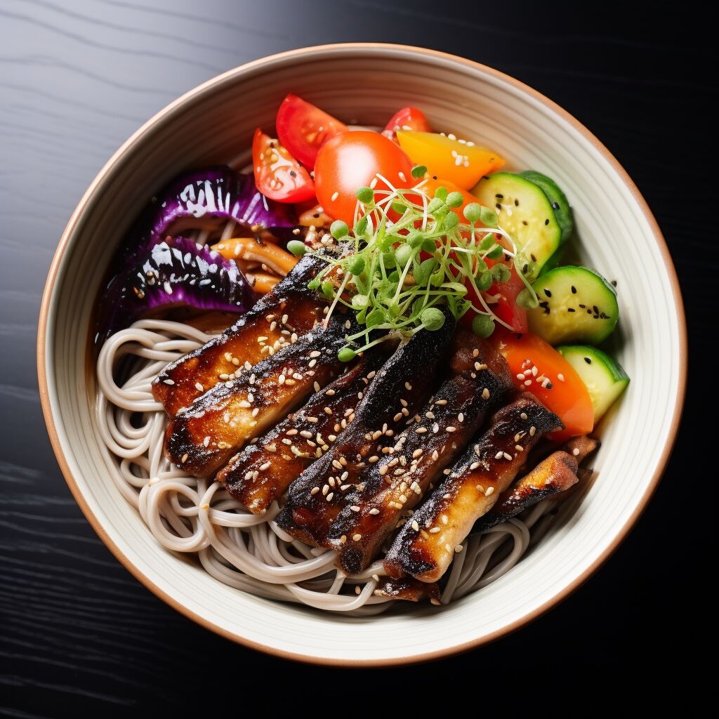 Grilled Eel and Vegetable Soba Bowl - Coolinarco.com
