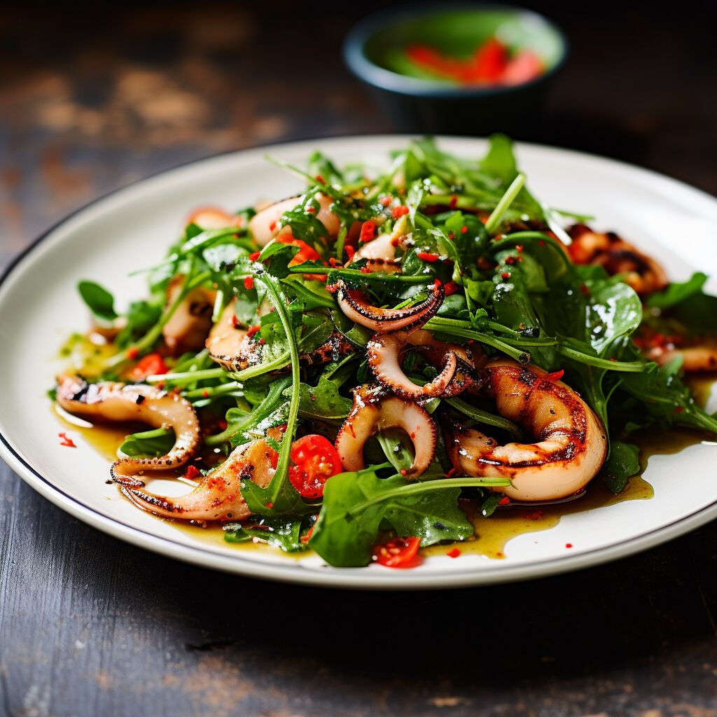 Spicy Grilled Squid and Watercress Salad - Coolinarco.com