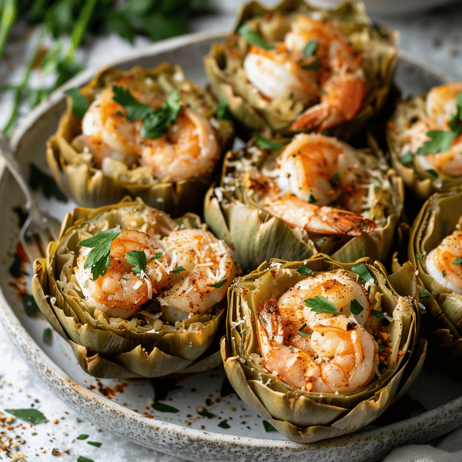 Baked Stuffed Artichokes with Shrimp - Coolinarco.com