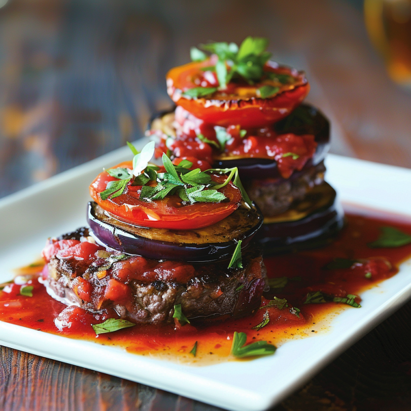 Beef and Eggplant Stacks with Tomato Sauce - Coolinarco.com