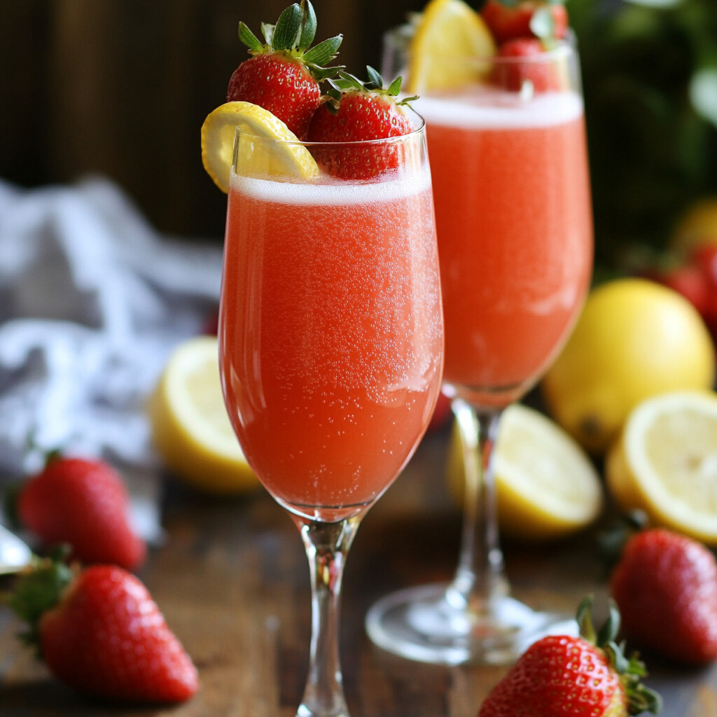 Lemonade Mimosas with Strawberry Syrup - Coolinarco.com