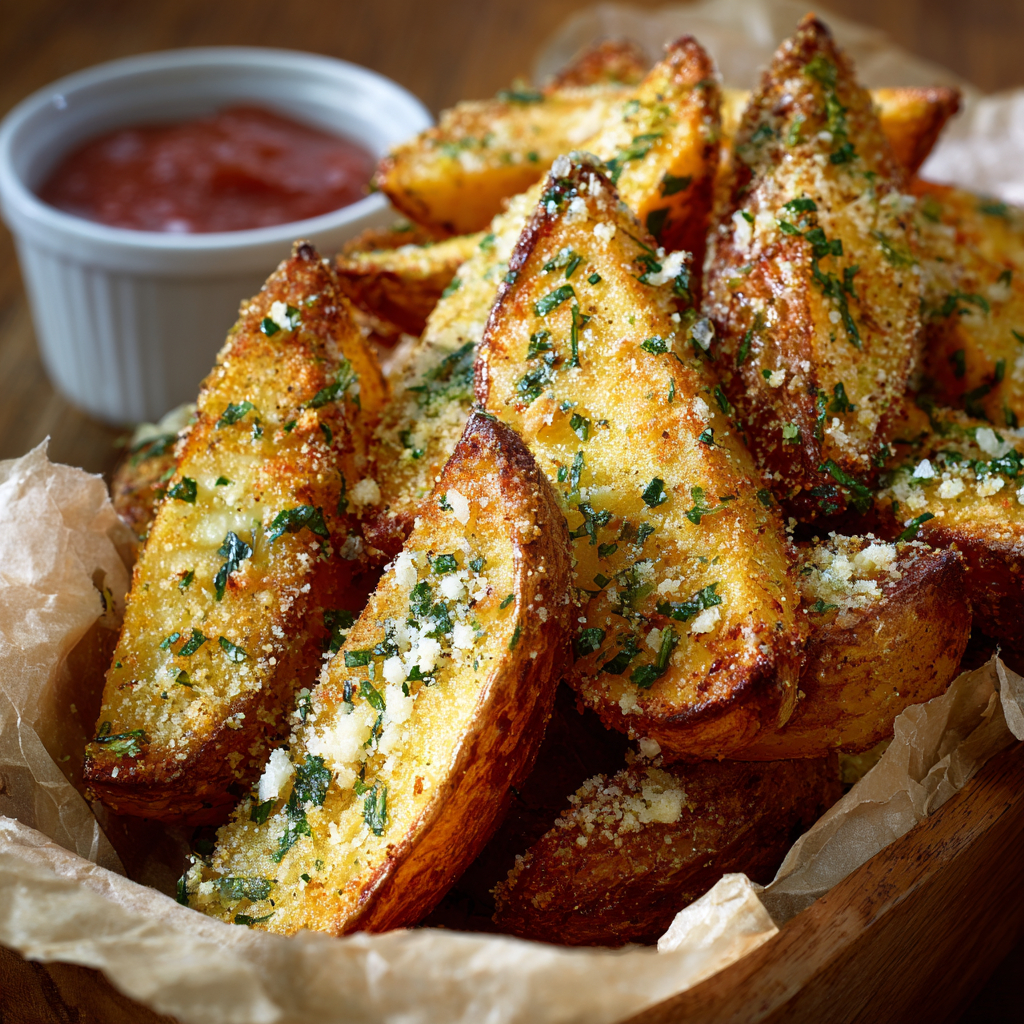 Garlic Parmesan Potato Wedges - Coolinarco.com