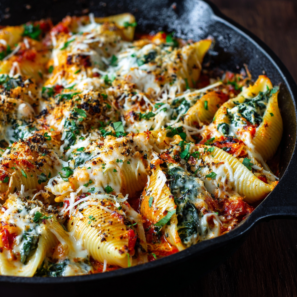 Vegetarian Skillet Stuffed Shells - Coolinarco.com