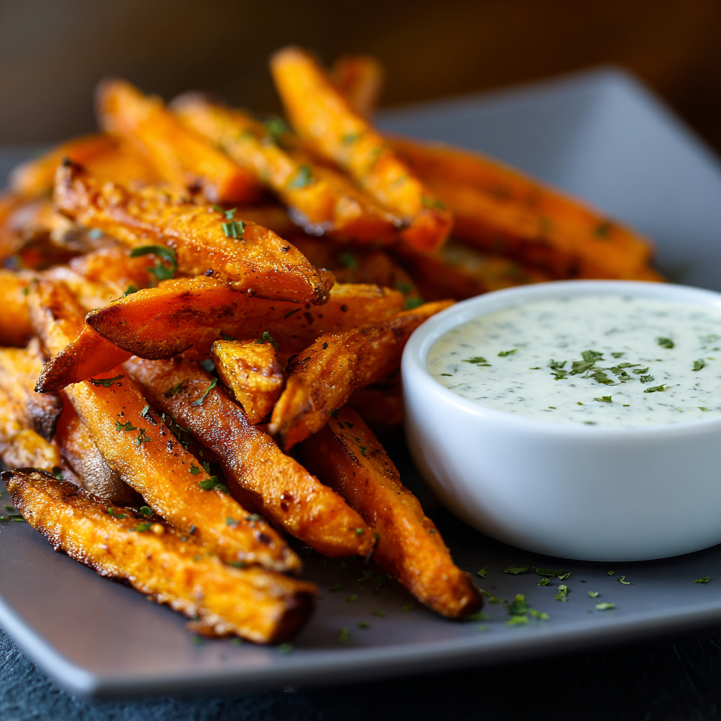 Japanese Sweet Potato Fries with Herby Aioli - Coolinarco.com